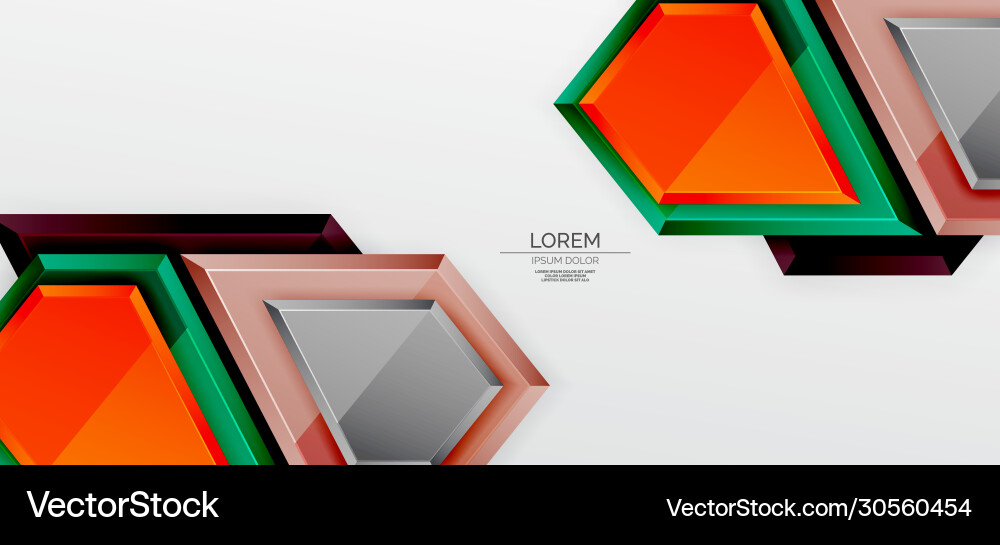 Metal glossy shiny geometric shapes with 3d effect