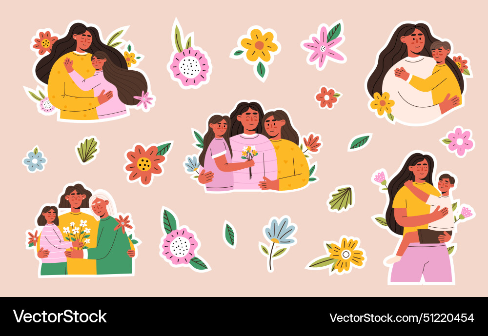 Mothers day sticker set Royalty Free Vector Image