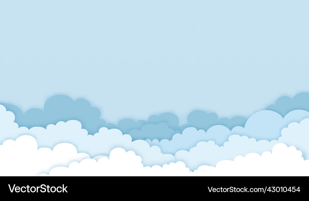 Origami cloud with blue sky background Royalty Free Vector
