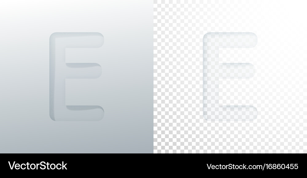 3d paper cut letter e isolated on transparent Vector Image