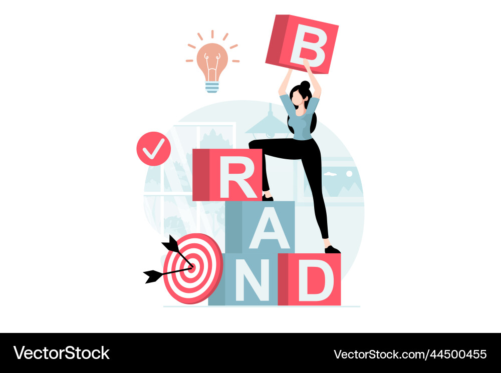 Branding team concept with people scene in flat Vector Image