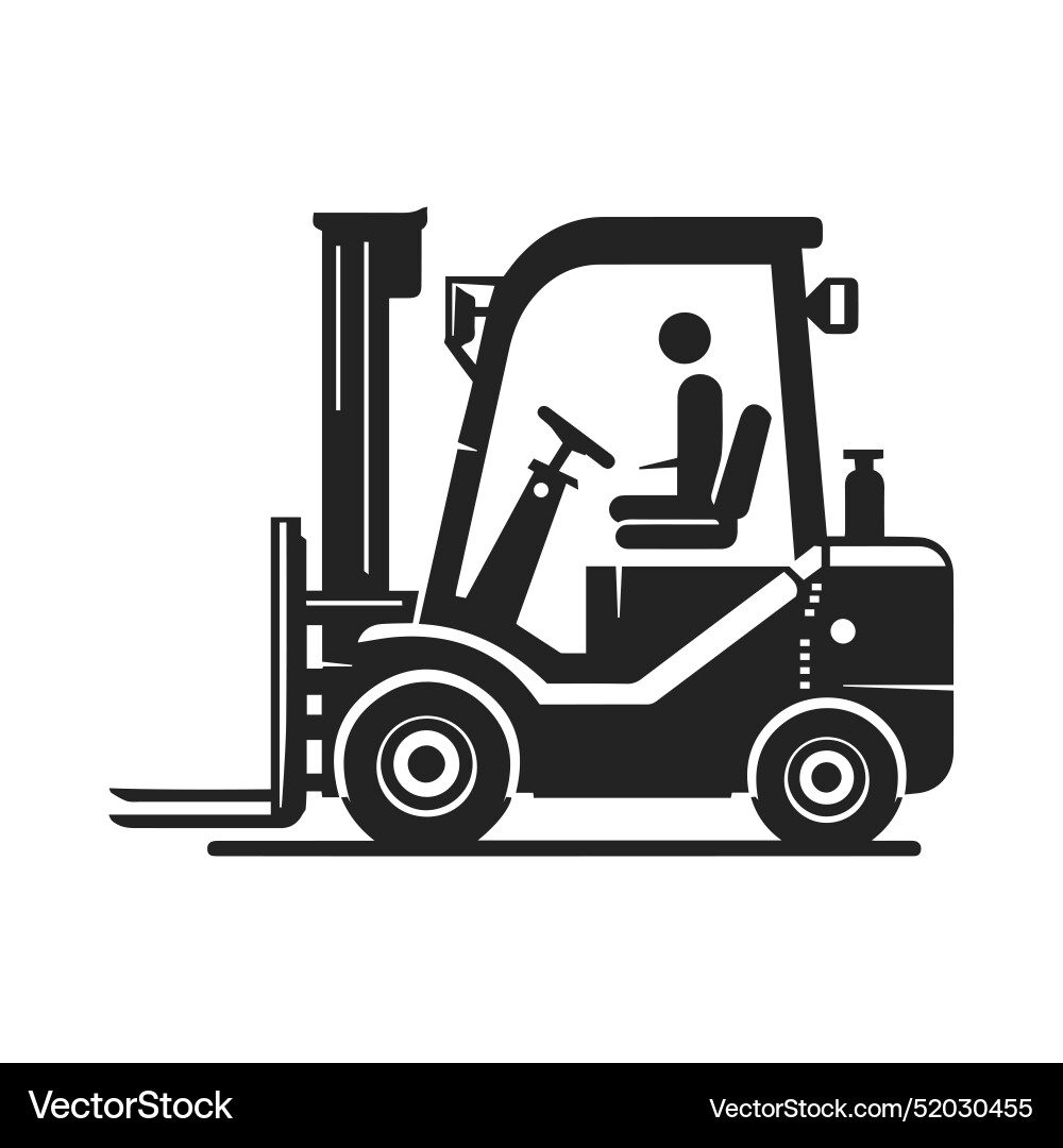Clean forklift outline flat style Royalty Free Vector Image