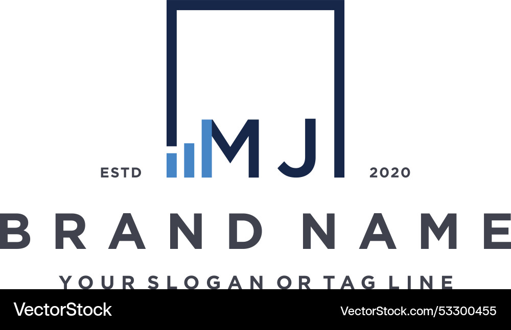 Creative letter mj square logo finance design Vector Image