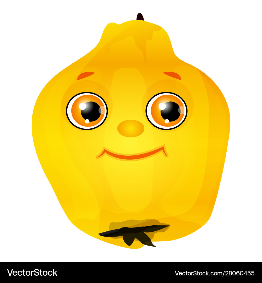 Cute cartoon quince isolated on a white background