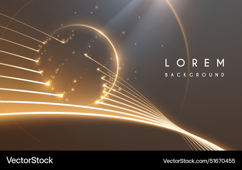Golden light lines with sphere and sparks Vector Image