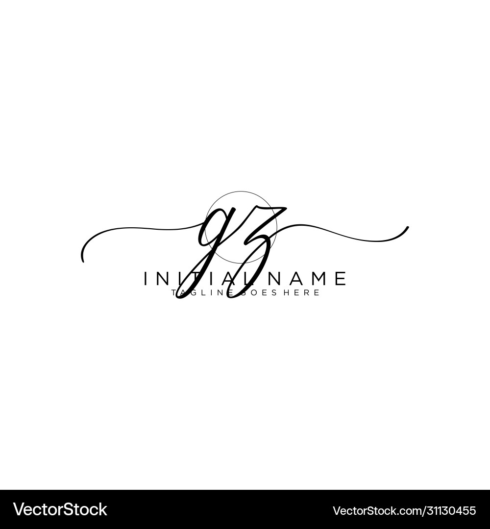 Gz initial handwriting logo with circle template Vector Image
