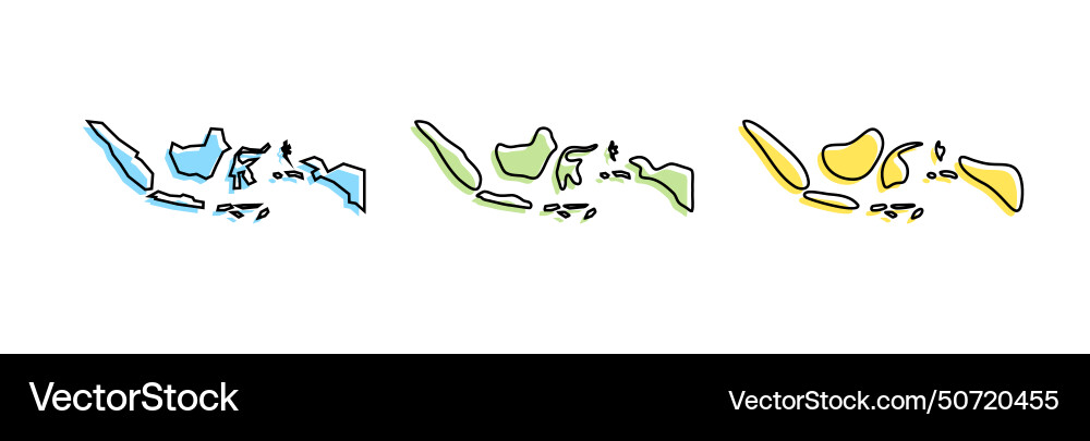 Indonesia country map in three levels Royalty Free Vector