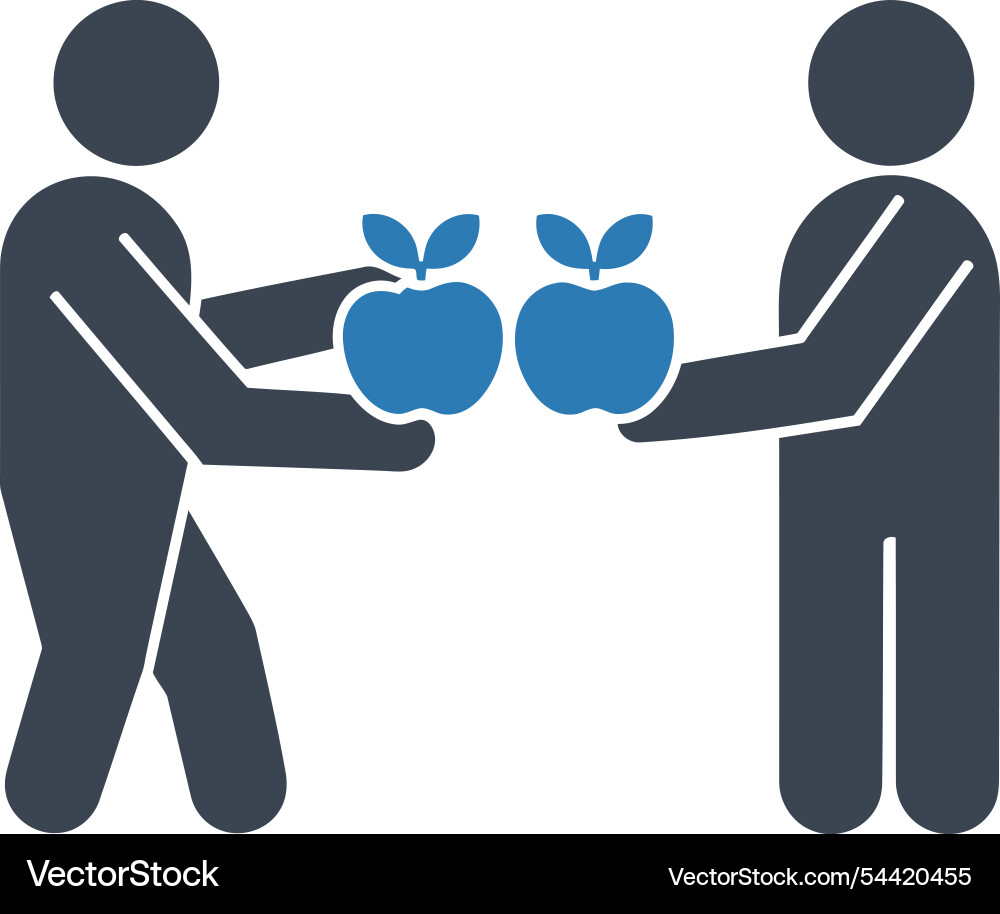 Sharing apples together icon Royalty Free Vector Image