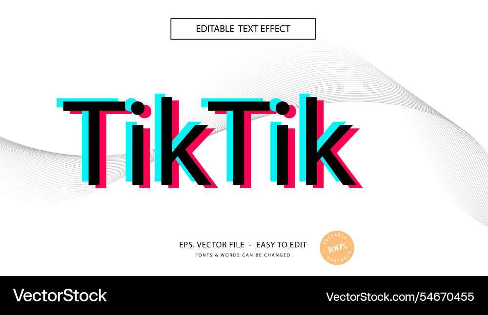 Tiktok editable text effect Royalty Free Vector Image