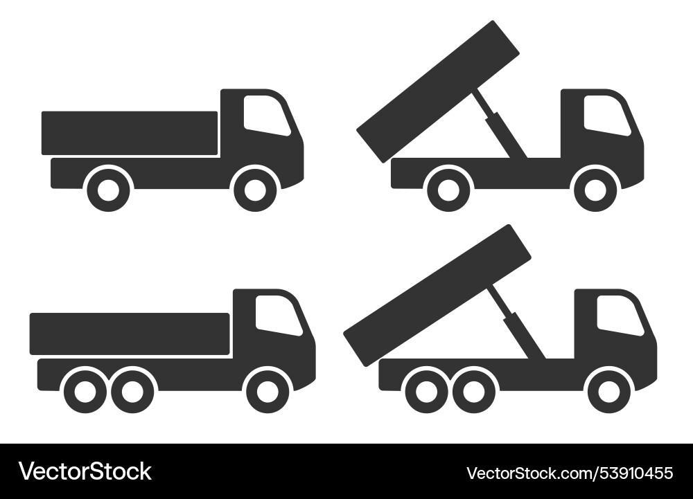 Tipper truck icon dump symbol dumper Royalty Free Vector