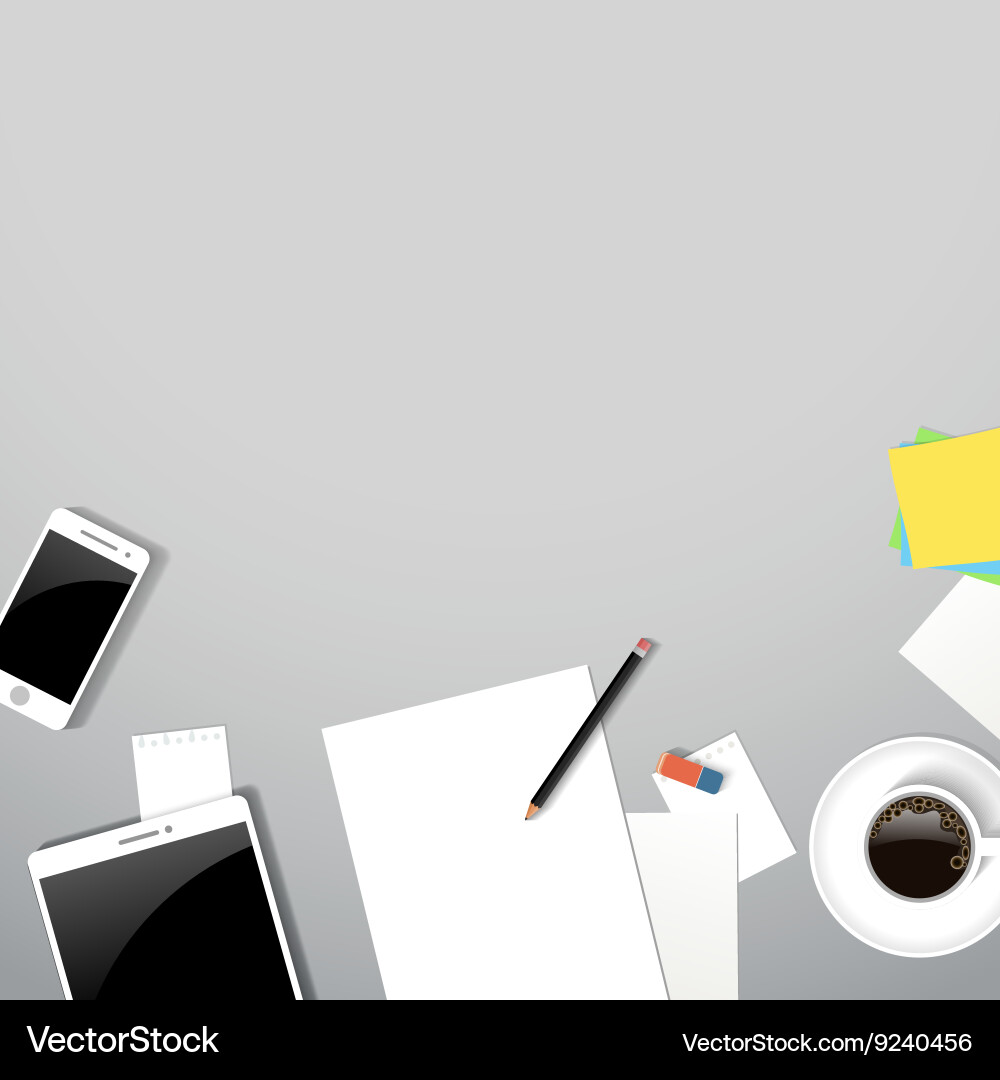 Business workplace top view office table Vector Image
