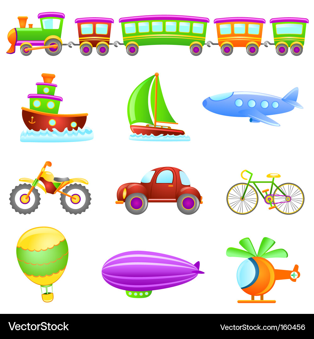 Cartoon Transportation Icons Royalty Free Vector Image