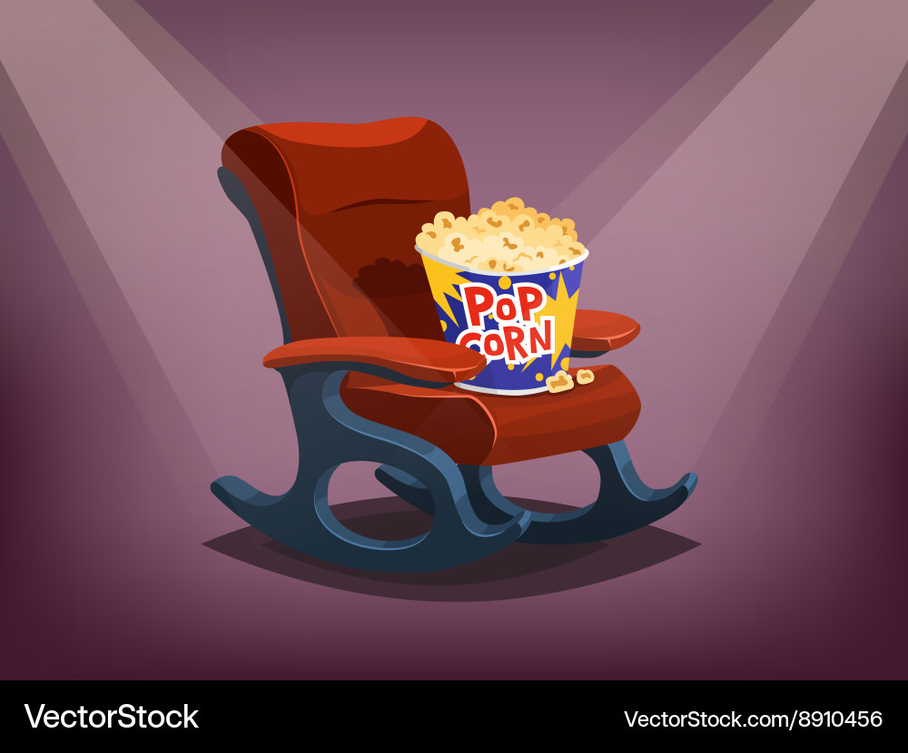 Cinema chair with popcorn Royalty Free Vector Image
