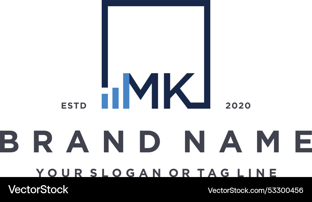 Creative letter mk square logo finance design Vector Image