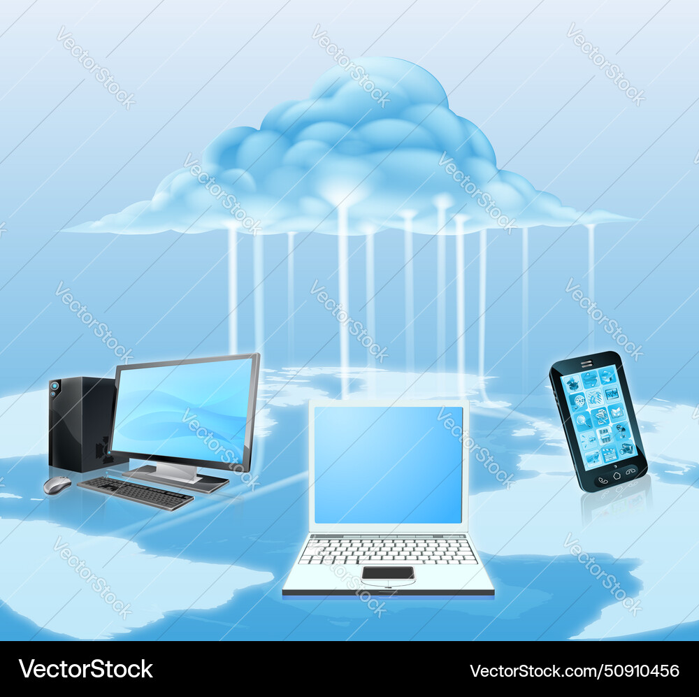 Devices connected to the cloud Royalty Free Vector Image