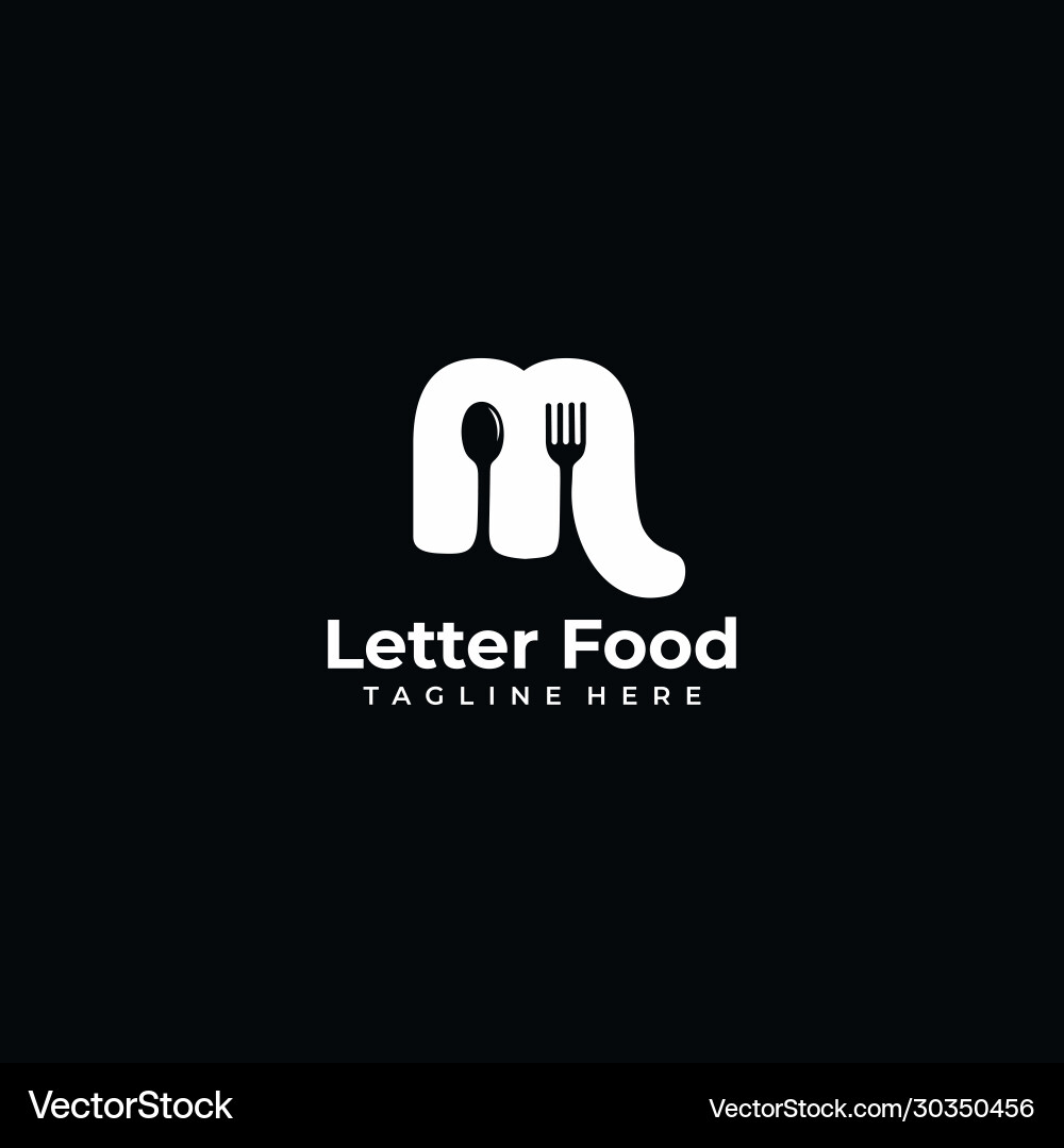 Elegant M Food Logo Royalty Free Vector Image - VectorStock