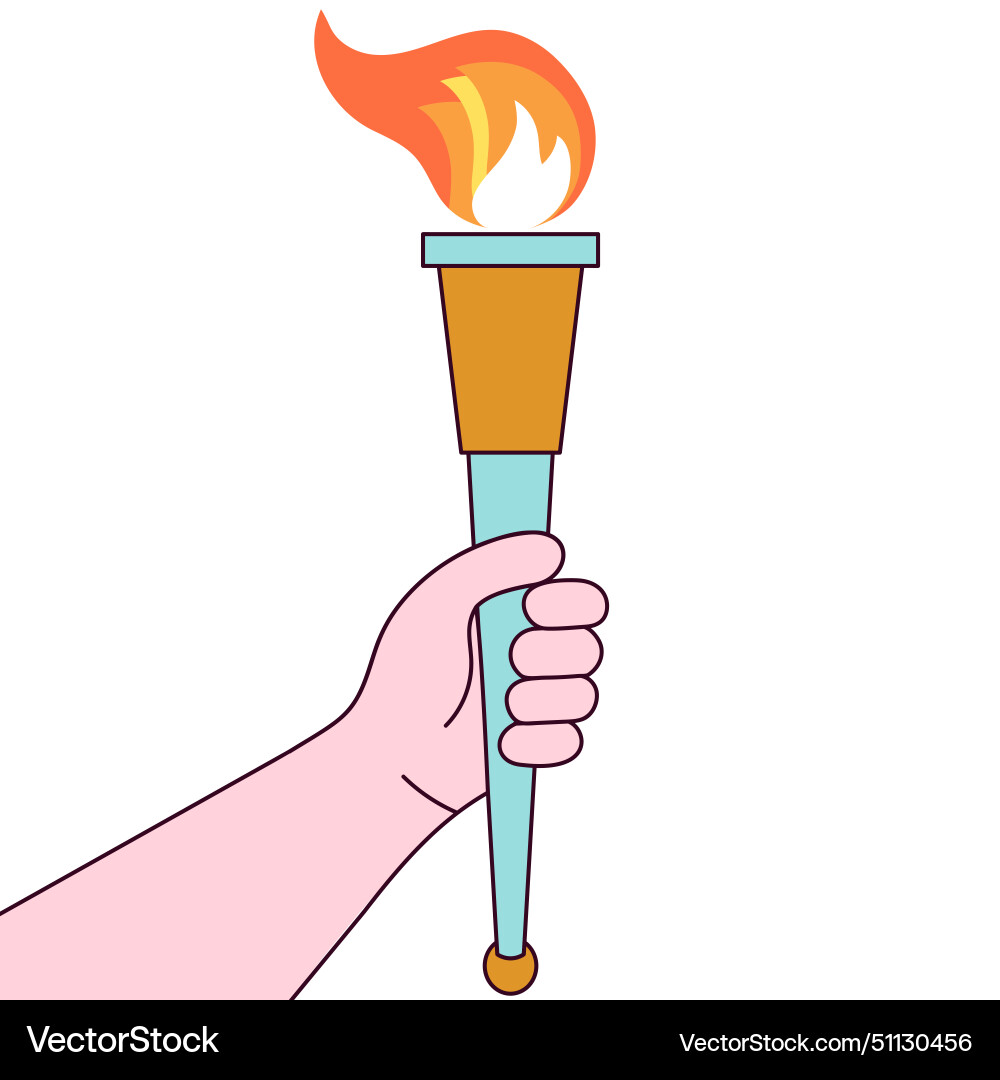 Hand holding torch with fire Royalty Free Vector Image