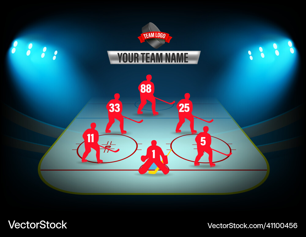 Hockey team formation template illuminated Vector Image