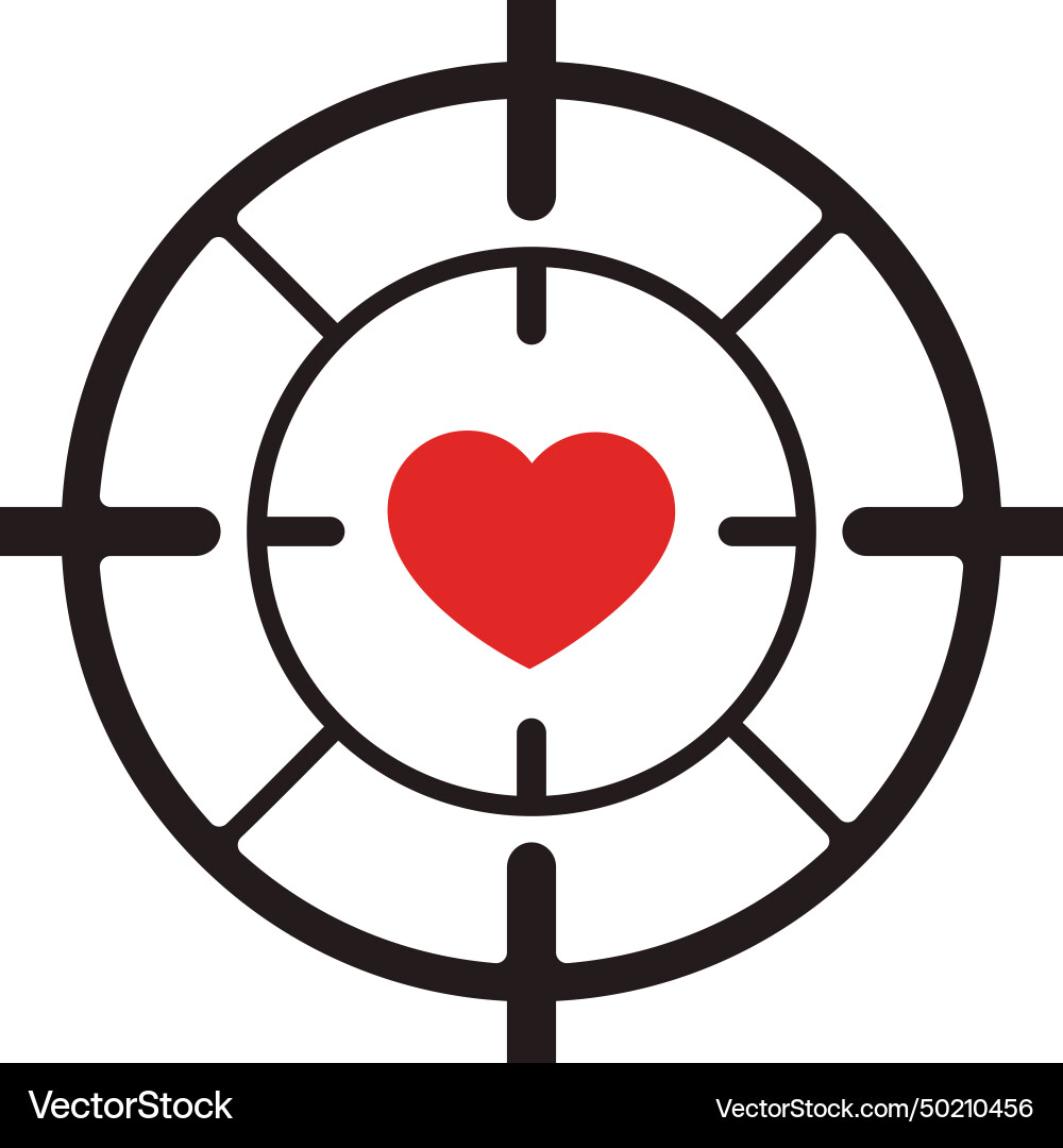 Isolated target with heart shape in the center Vector Image