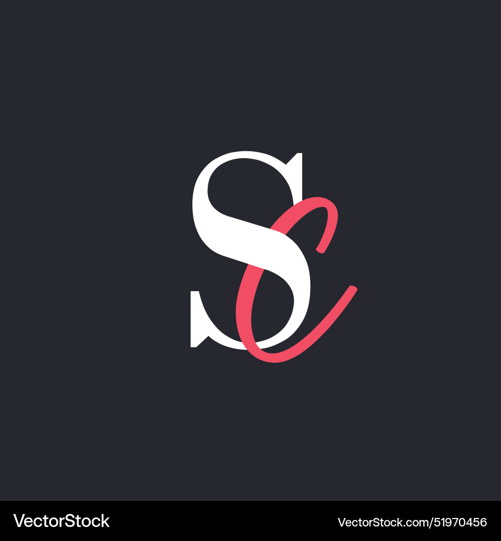 Letter sc logo perfectly blended initials Vector Image