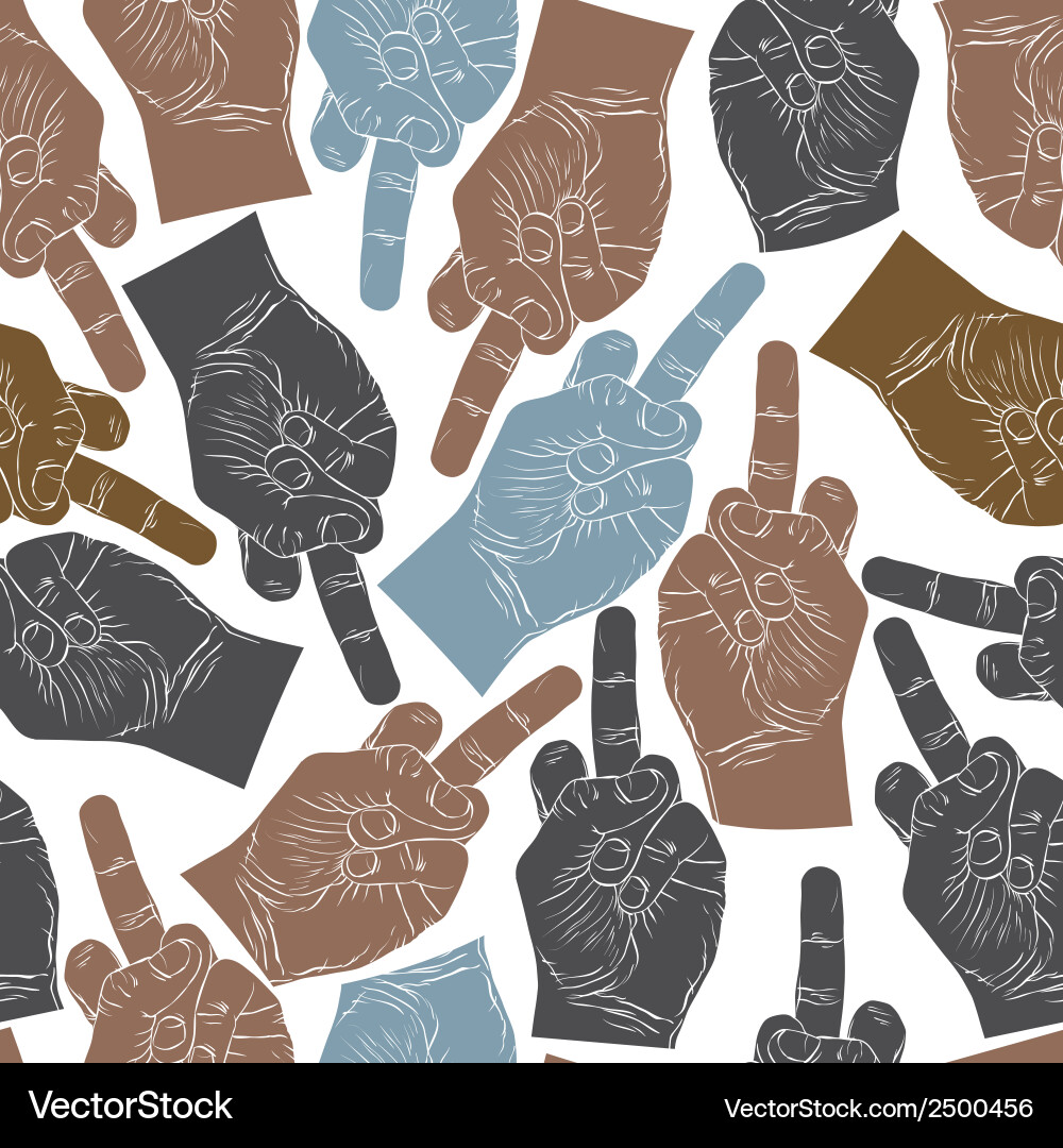 Middle finger hands seamless pattern background Vector Image