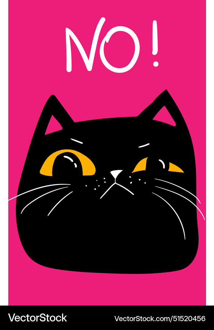 No lettering sad grumpy cat kitten silhouette Vector Image