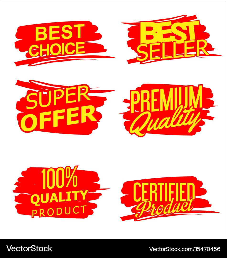 Sale and quality sticker collection Royalty Free Vector