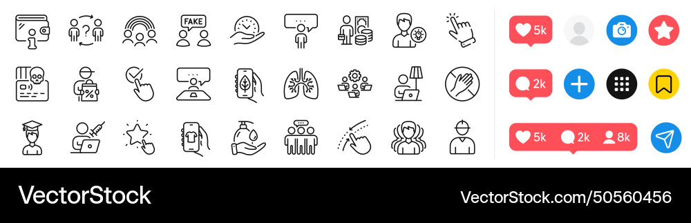 Student group and ranking star line icons pack Vector Image