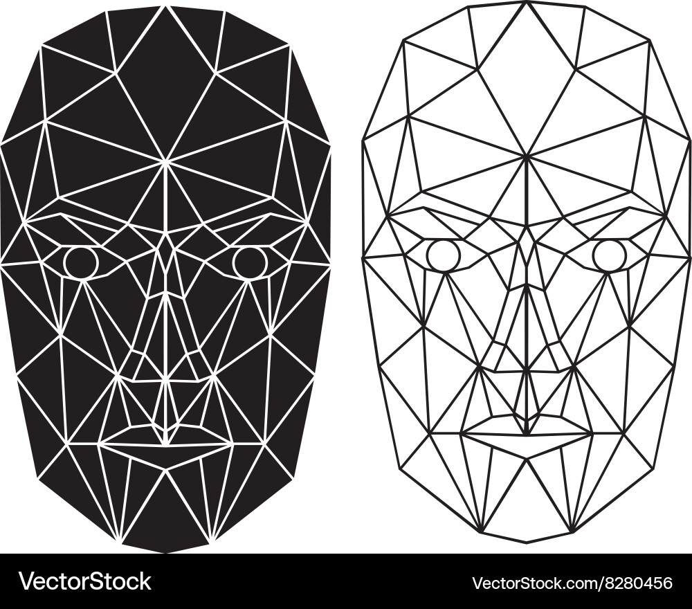 Human Face Vector Front Front And Side View Silhouette Of A Man Head.