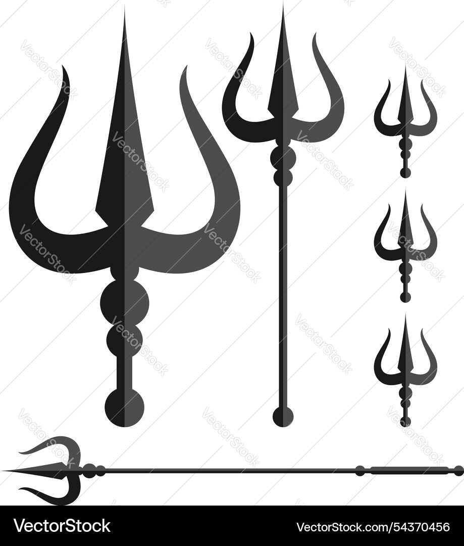 Trisula a god weapon in black trident template Vector Image