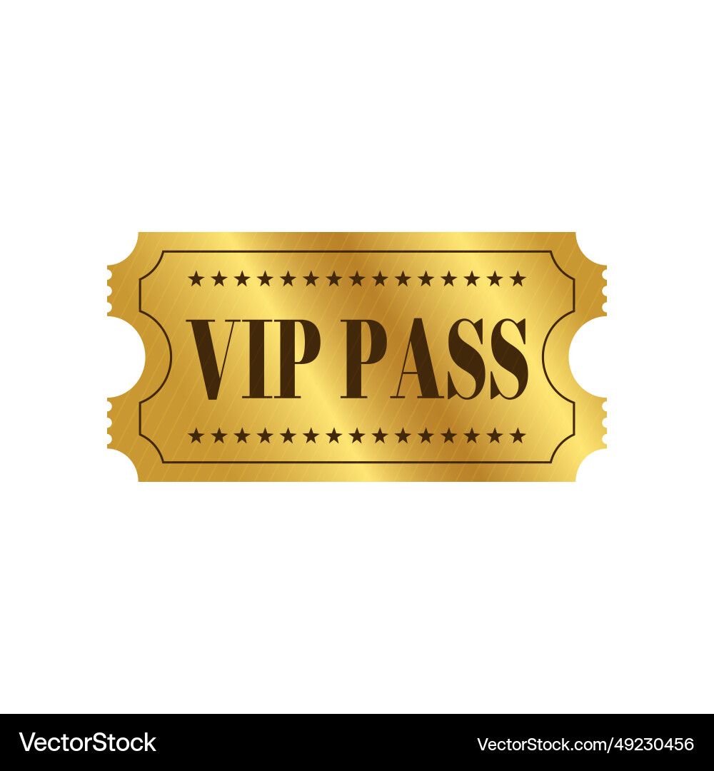 Vip pass admission golden ticket template Vector Image