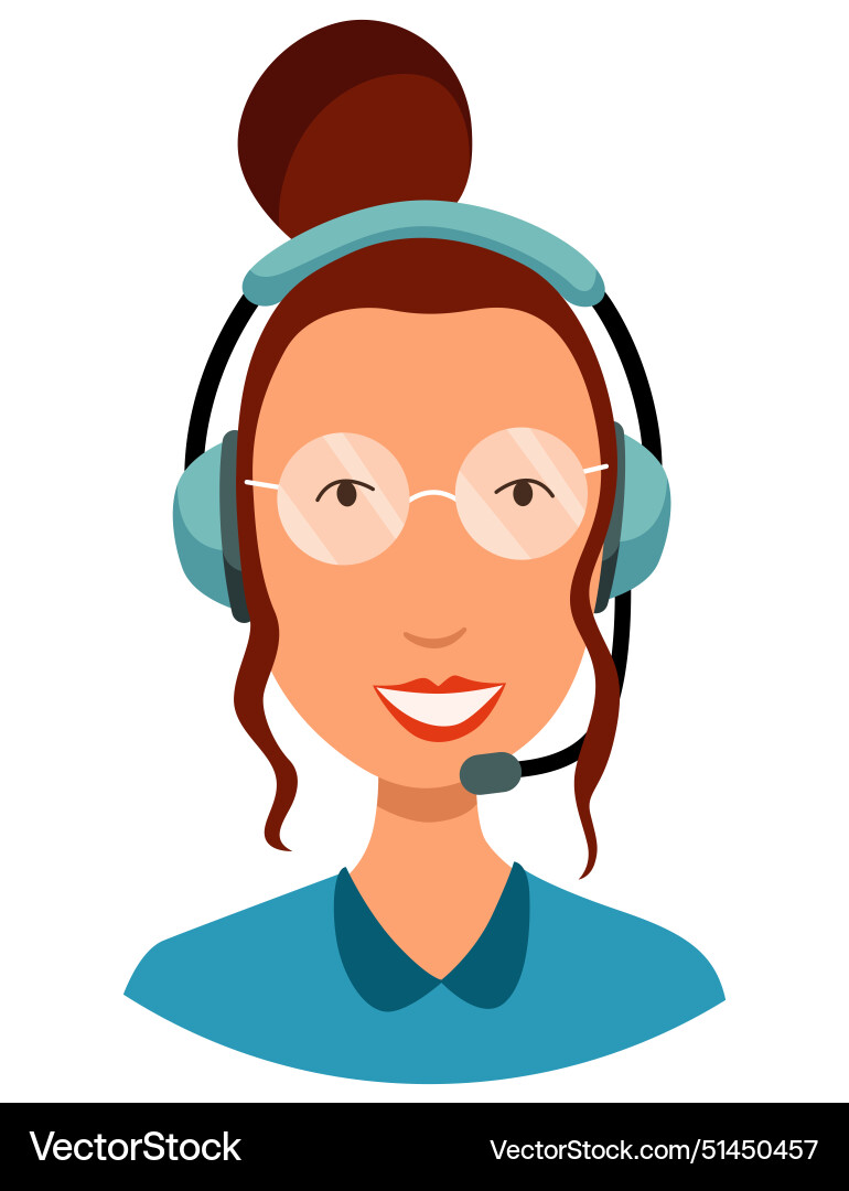 Call center operator avatar with headphone online Vector Image
