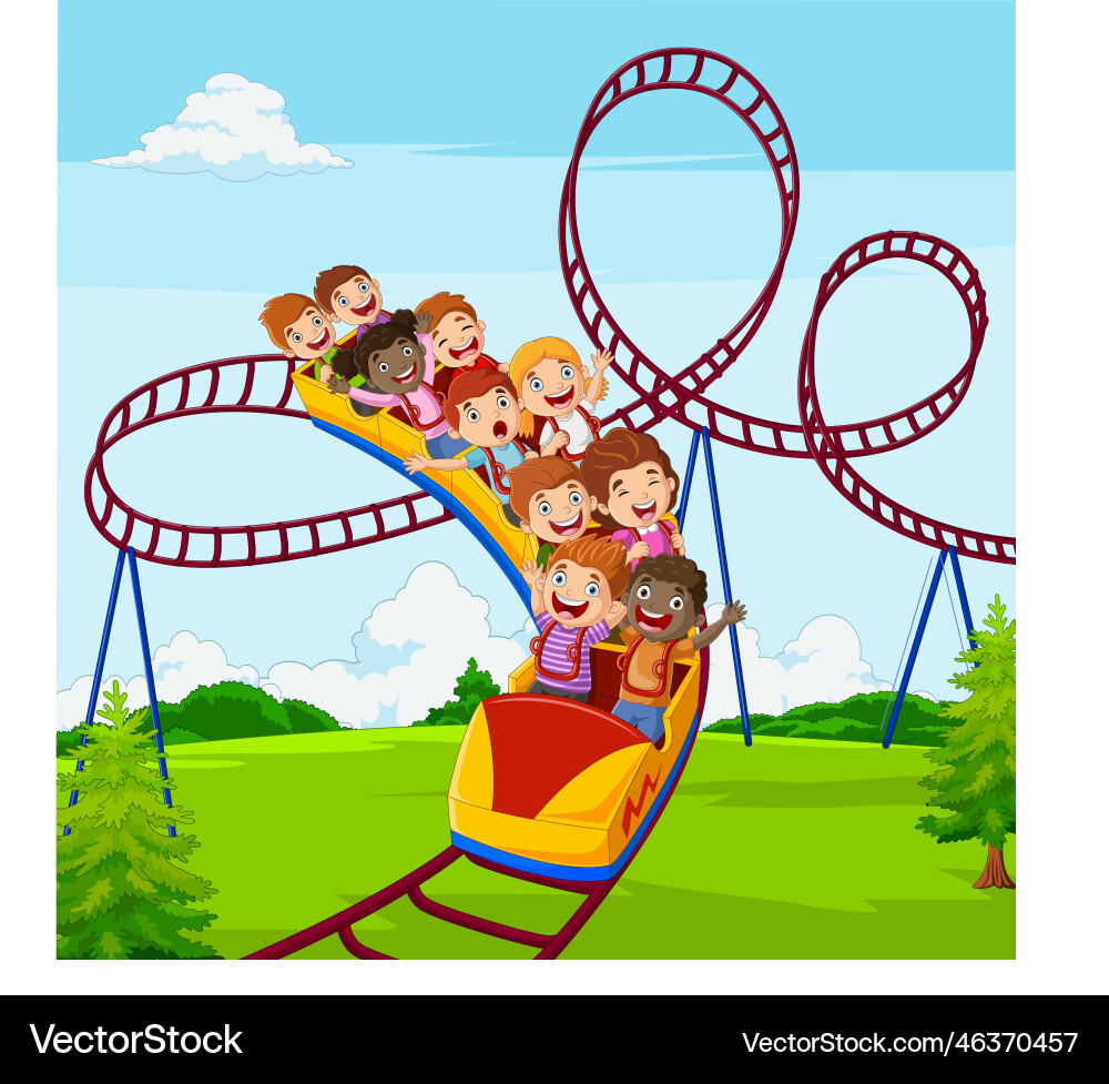 Cartoon Kid on Roller Coaster Ride Royalty Free Vector Image