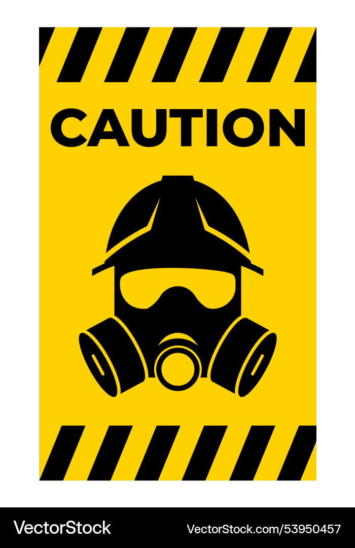 Caution sign with gas mask Royalty Free Vector Image