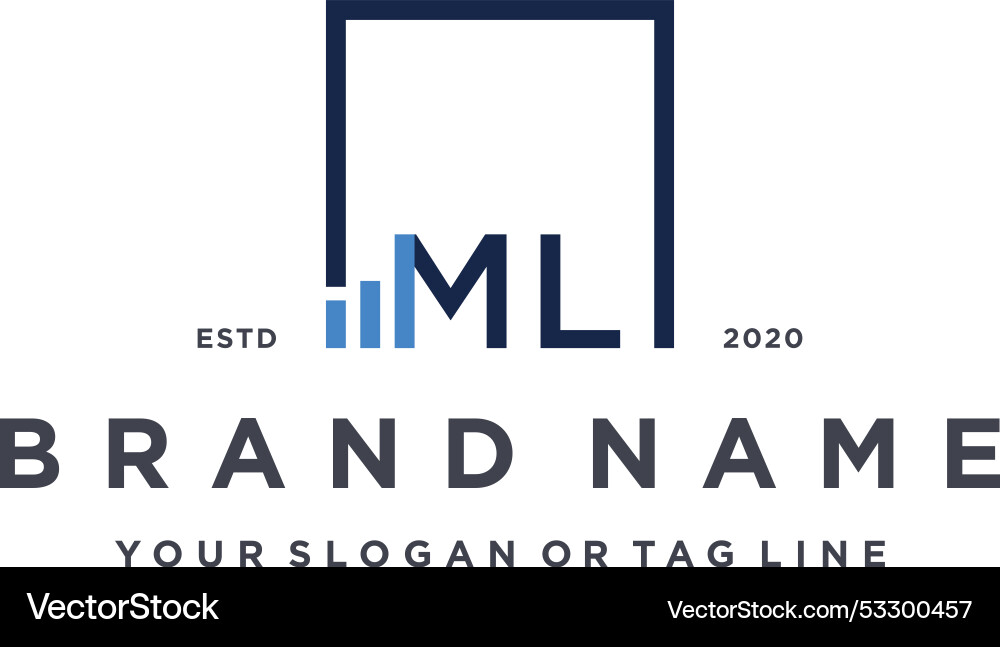 Creative letter ml square logo finance design Vector Image