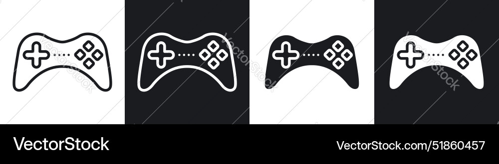 Gamepad liner and solid icon set in black color Vector Image
