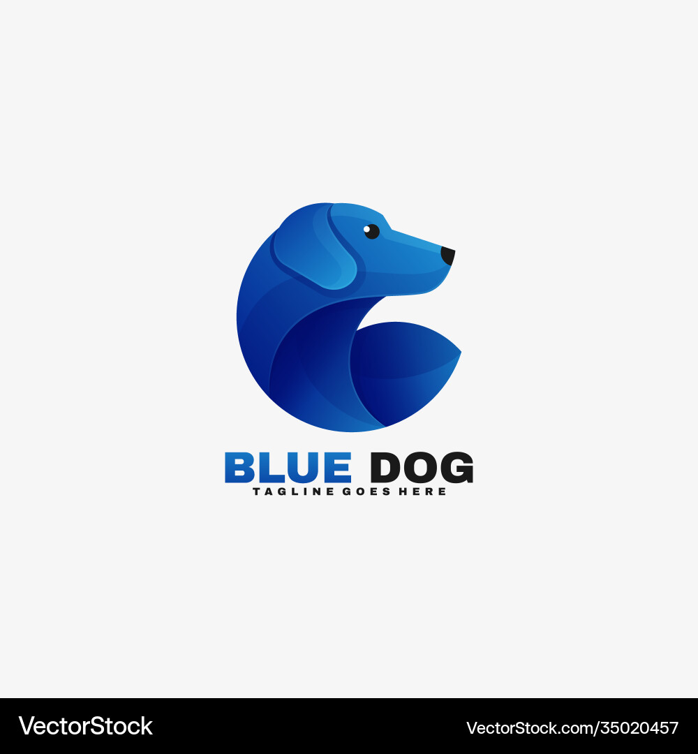 Logo blue dog gradient colorful style Royalty Free Vector
