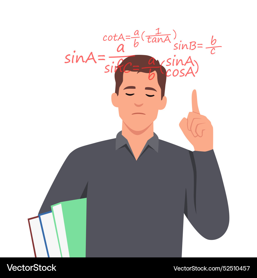 Man thinks study math scientists Royalty Free Vector Image
