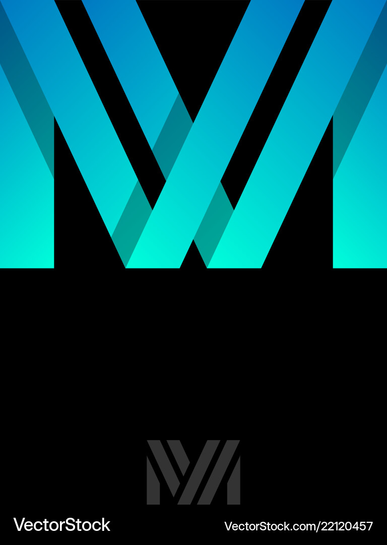 Origami M Ribbon Monogram Royalty Free Vector Image