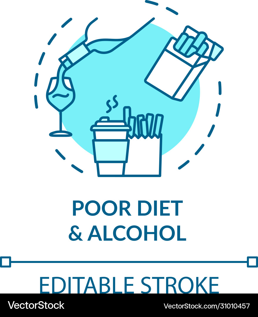 Poor diet and alcohol concept icon Royalty Free Vector Image