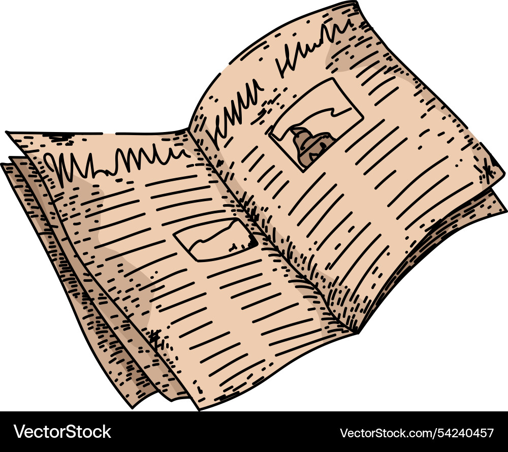 Print old newspaper sketch hand drawn Royalty Free Vector