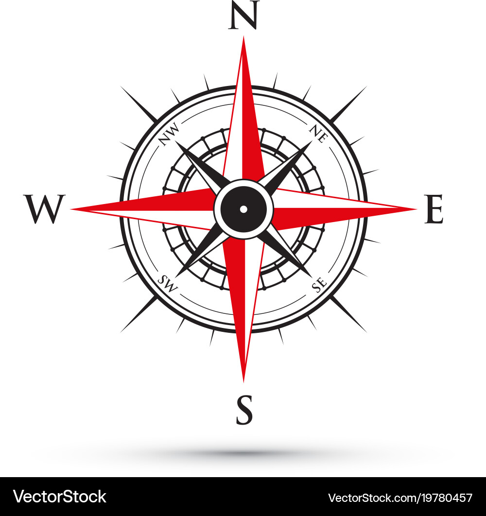 Red compass Royalty Free Vector Image - VectorStock