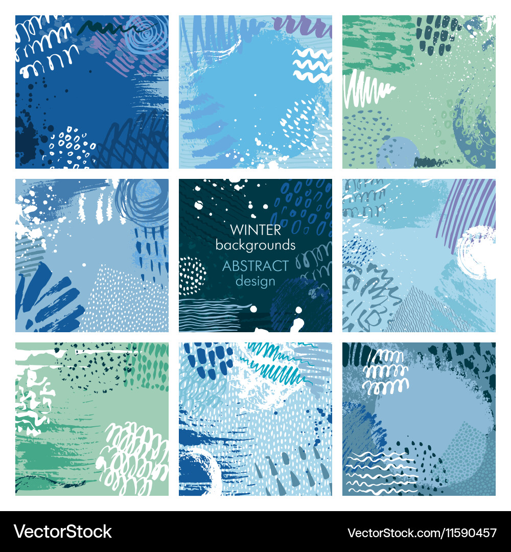 Set of nine abstract backgrounds with hand Vector Image