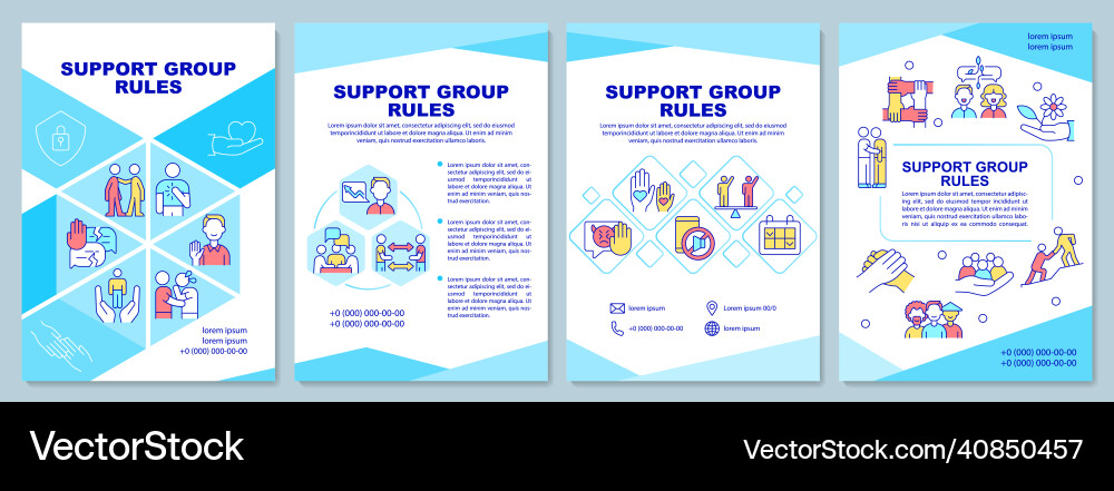 Support group rules brochure template Royalty Free Vector
