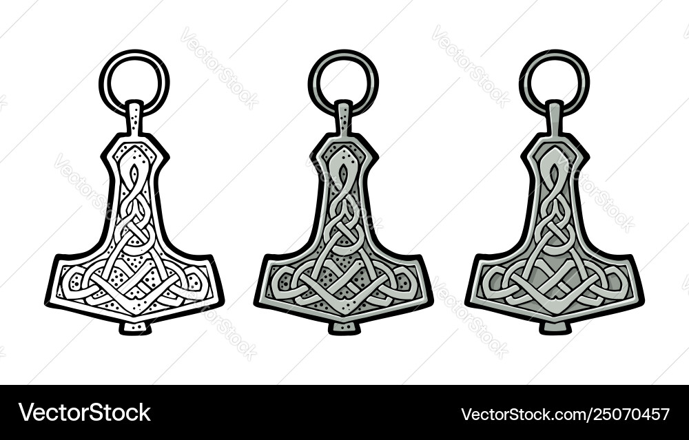Thor's Hammer Amulet - Viking Rune Symbol Vector Image
