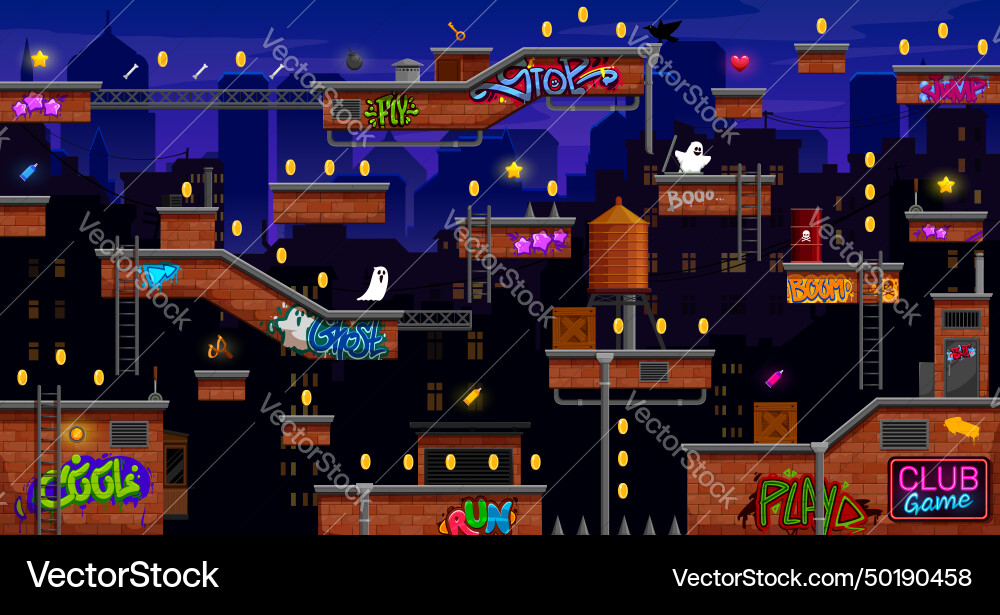 Arcade roof game level map 2d interface Royalty Free Vector