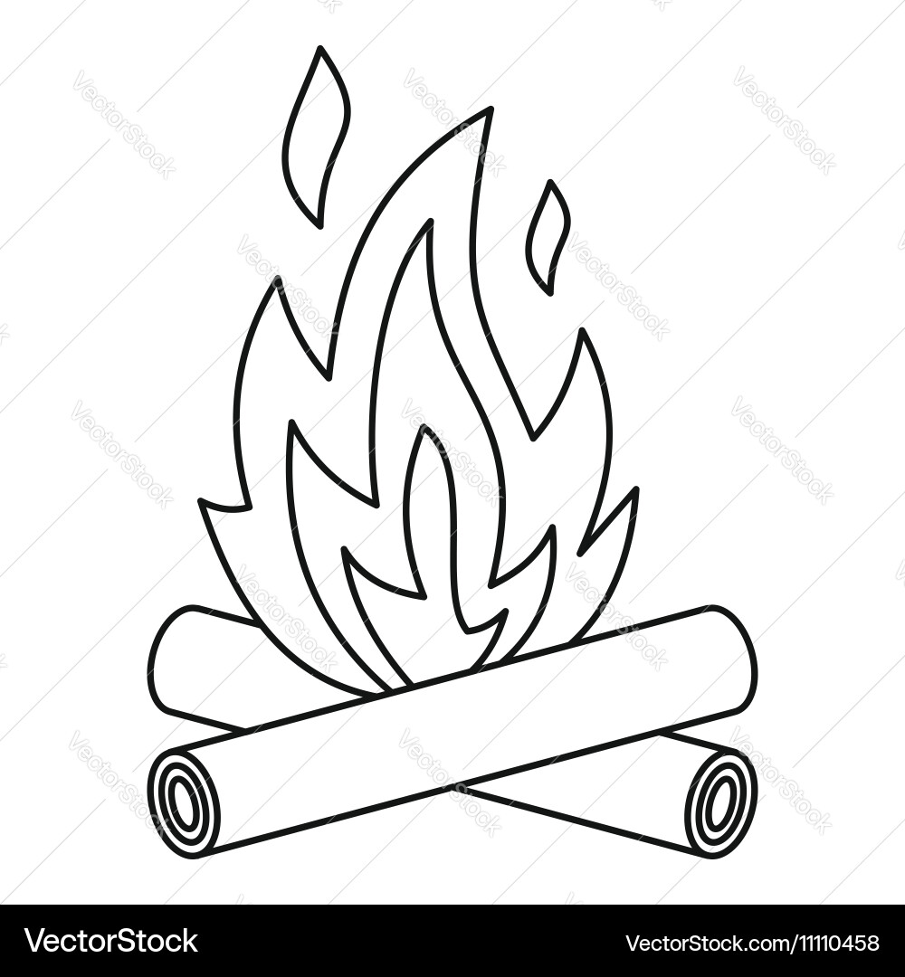 Bonfire icon outline style Royalty Free Vector Image