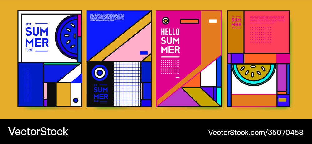 Colorful geometric summer background 2021 Vector Image