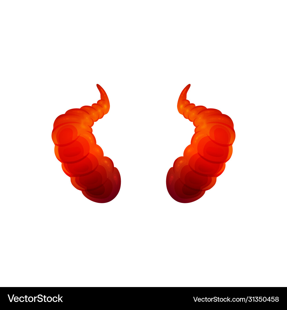 Curved red devil horns - halloween sticker Vector Image