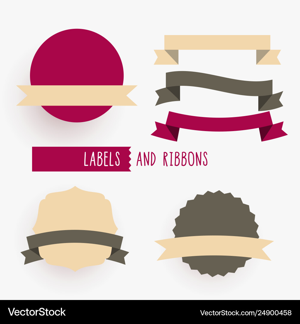 Empty ribbons and labels design elements set Vector Image